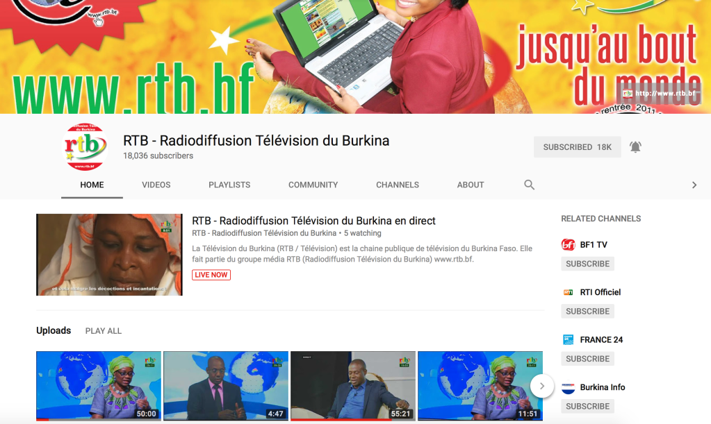 La RTB (Radiodiffusion Télévision du Burkina), une chaîne de télévision ...
